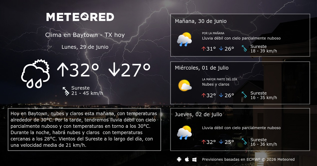 Clima en Baytown - TX. El tiempo a 14 días - Meteored México