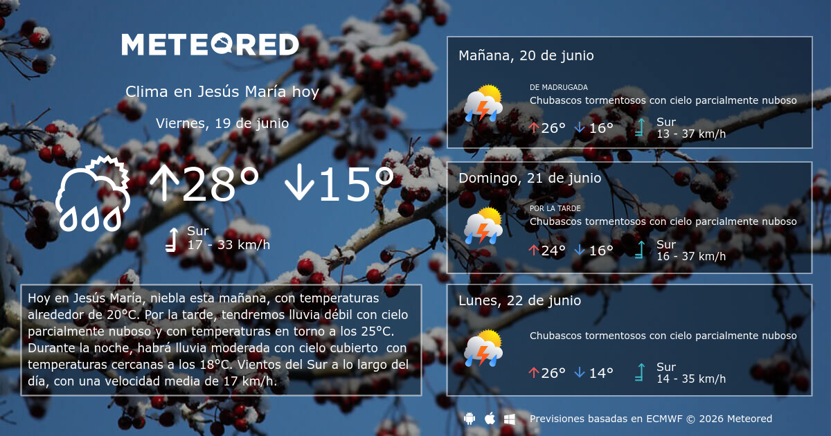 Clima en Jesús María por horas - Meteored México
